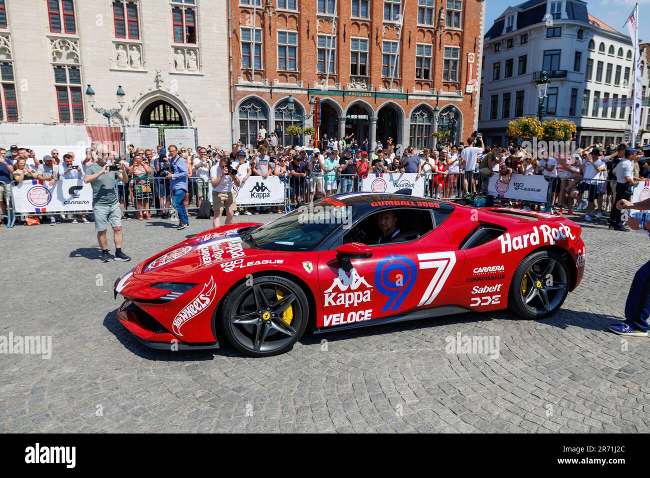 Brugge, Belgium. 12th June, 2023. a Ferrari race car pictured during ...