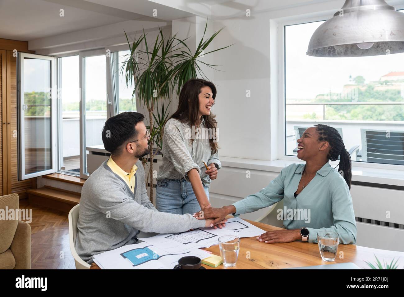 Start up business. Group of young architects at office. Architectural ...