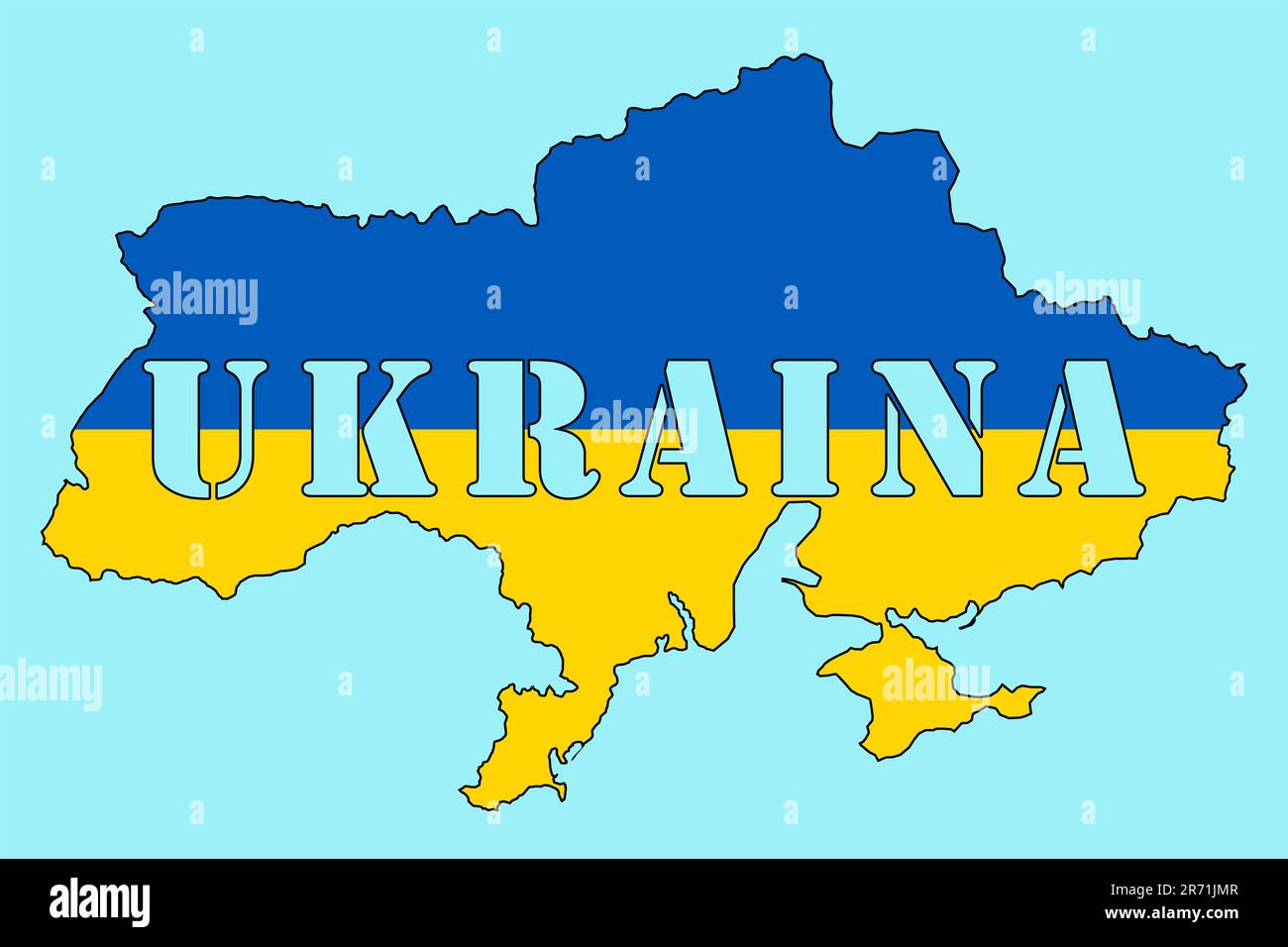 ukraine, the outline of the nation and the colors of the flag ...
