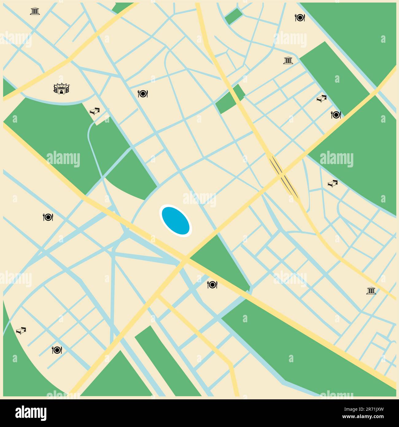 Vector illustration of a street map of an imaginary city Stock Vector ...