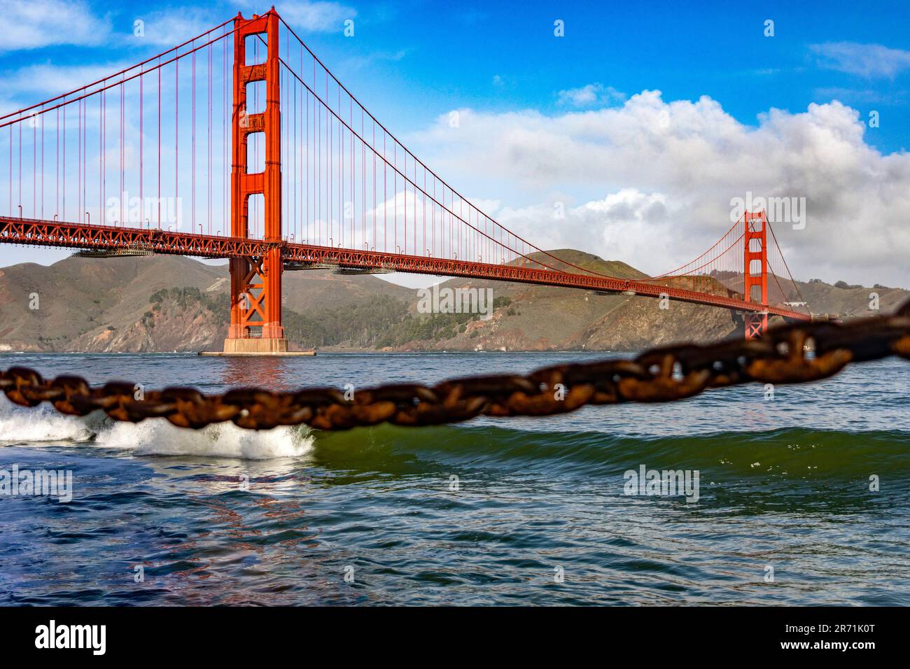 Panoramic photograph of the Golden Gate Bridge in San Francisco in the ...