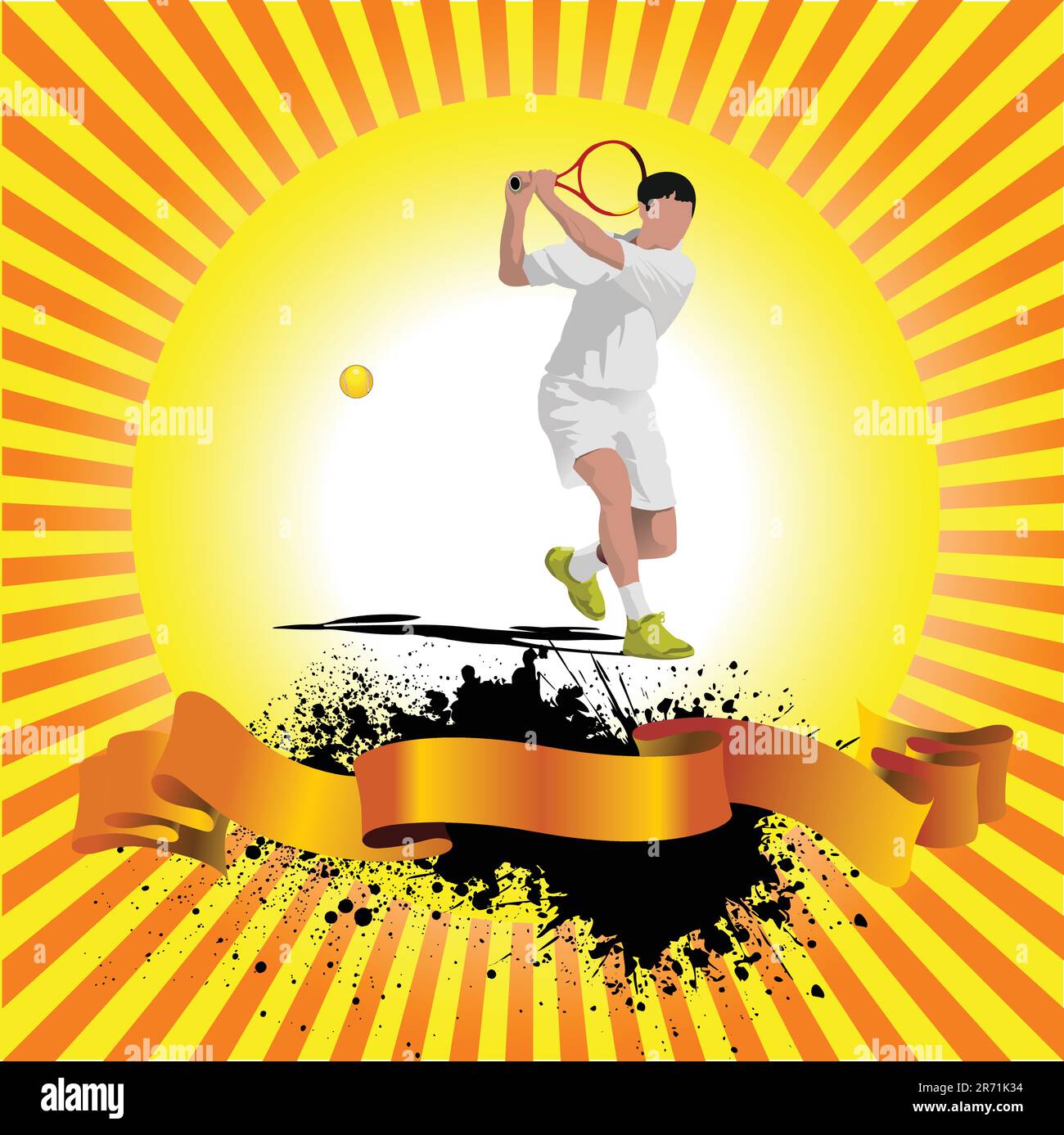 Tennis player poster. Colored Vector illustration for designers Stock ...