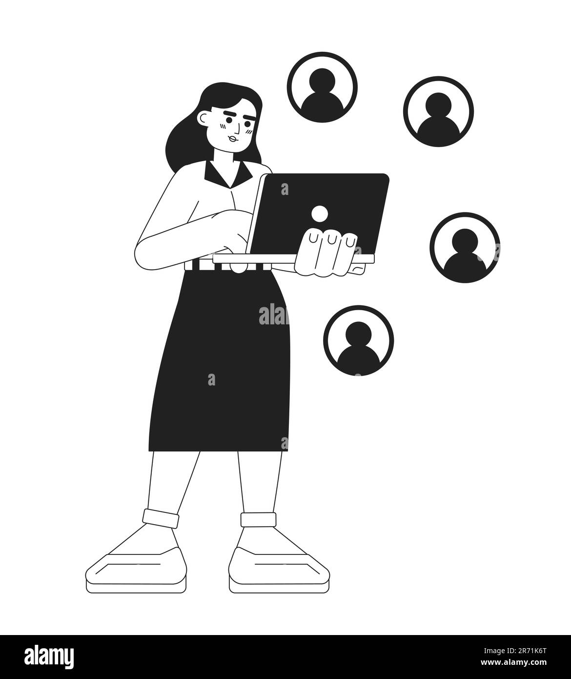 Connect with e-business clients monochrome concept vector spot ...
