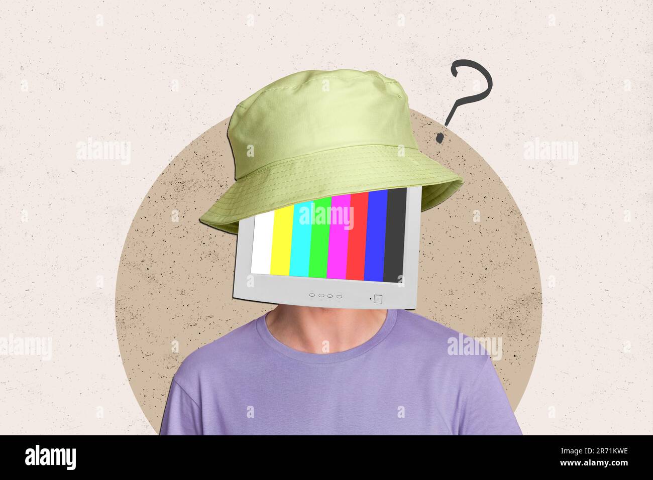 Creative abstract template collage of man monitor instead head white ...