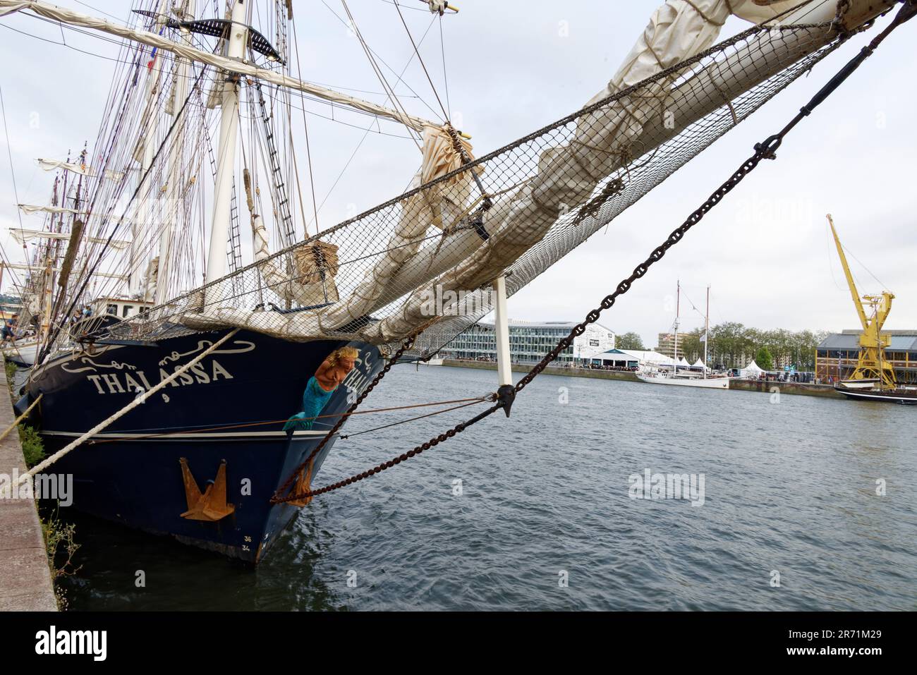 Rouen, France. 11th June, 2023. Thalassa (Netherlands) - Gathering of tall ships, boats and ...