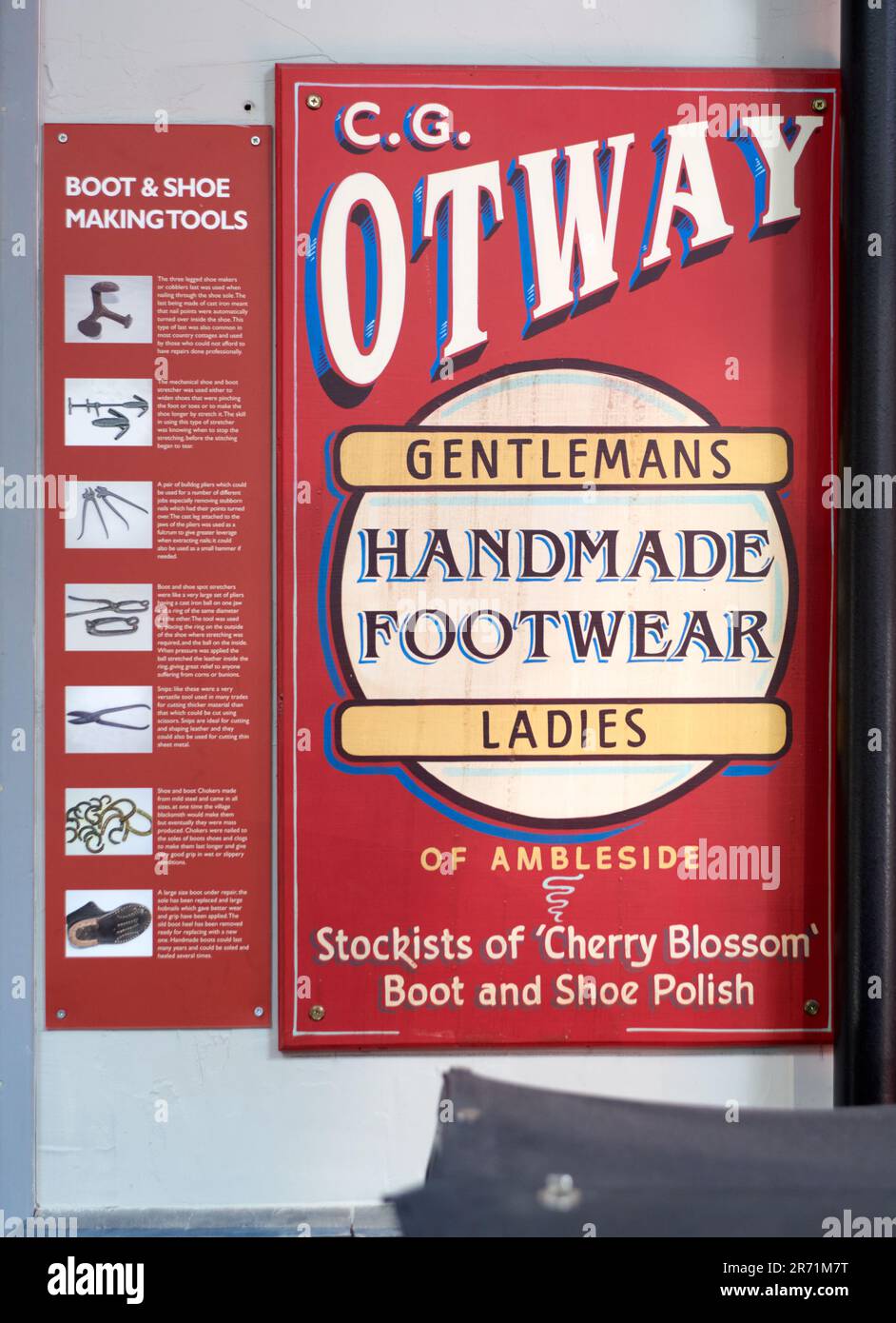 Handmade shoes for sale sign from the 1930's Stock Photo - Alamy