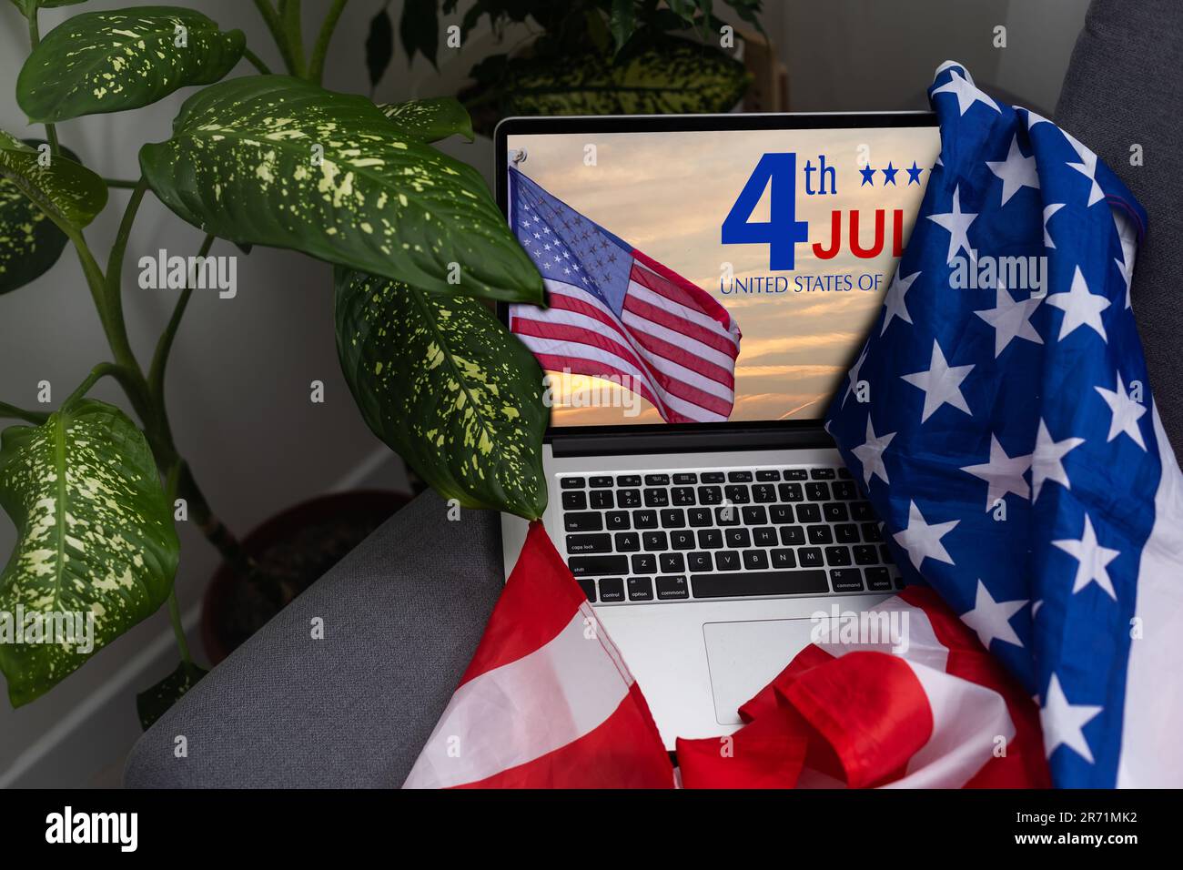 4th of July American Independence Day USA flags decorations in office ...
