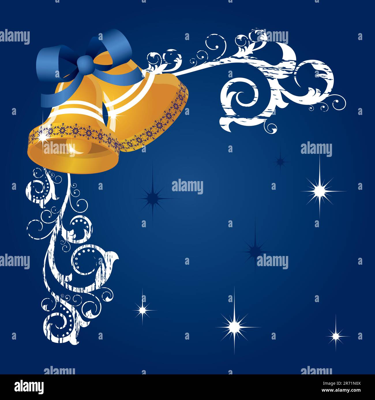 Dark blue grunge background with bells and frosty patterns Stock Vector ...