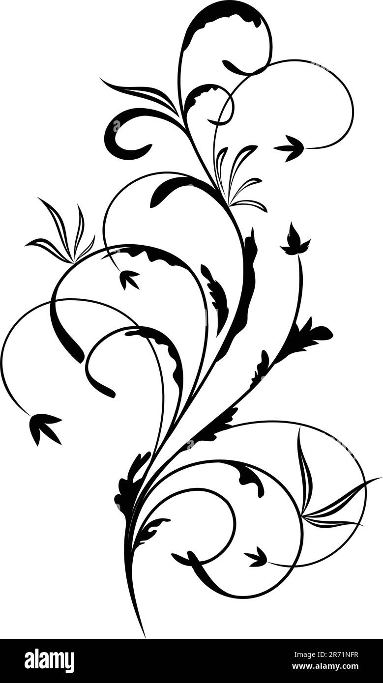 Illustration of black flower for design card - vector Stock Vector ...