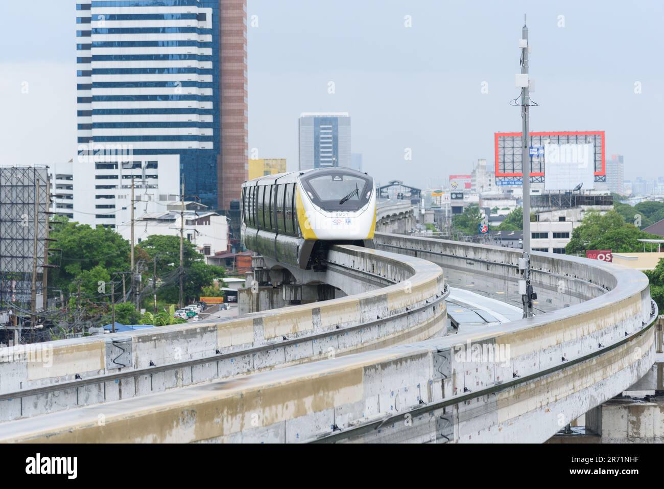 Bangkok,Thailand - 6June, 2023: Thai electric monorail train yellow ...