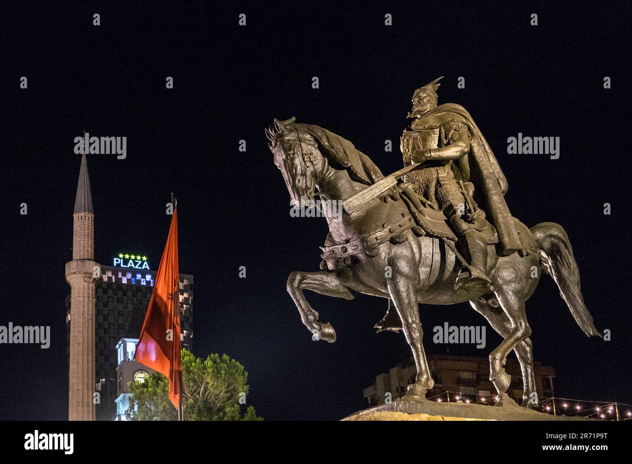 Albania. Tirana. Skanderberg main square. statue of Skanderbeg Stock ...