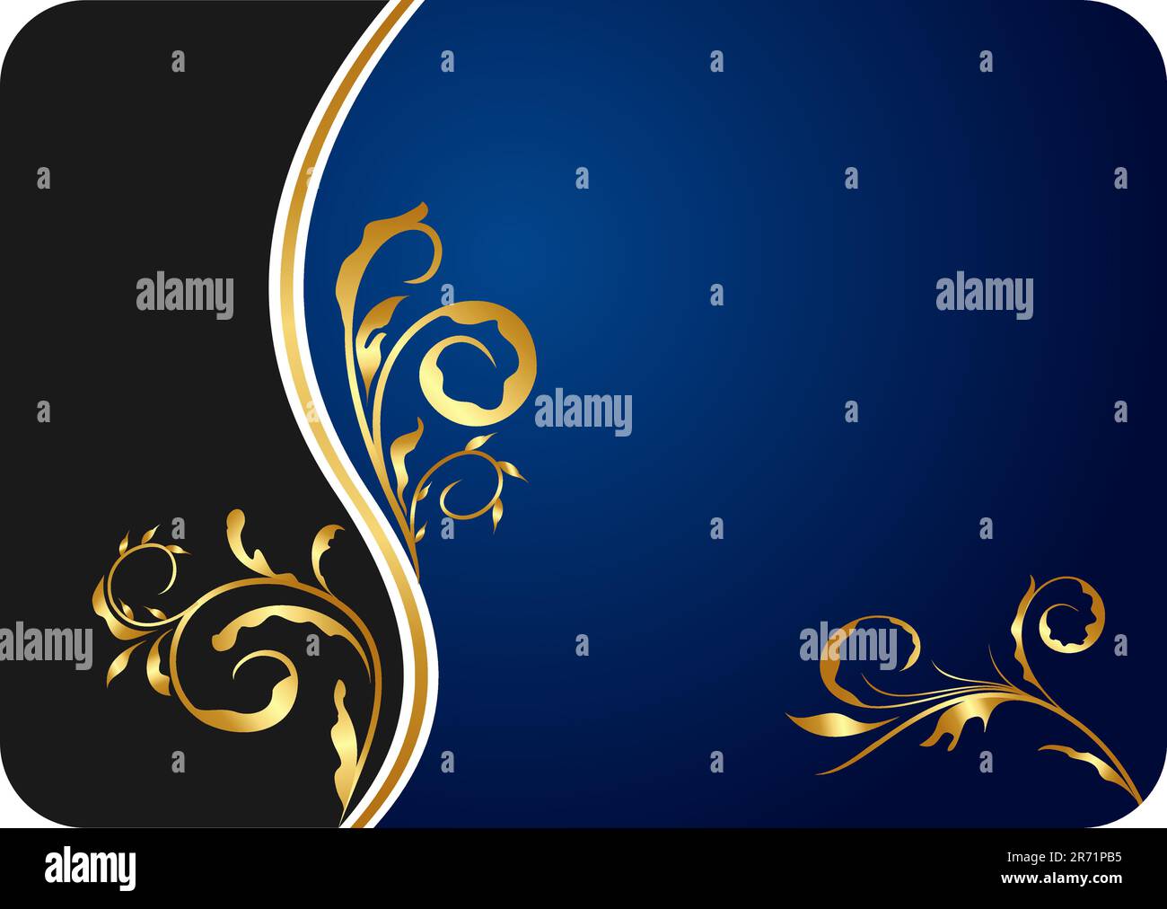 Illustration blue floral business card and invitation - vector Stock ...