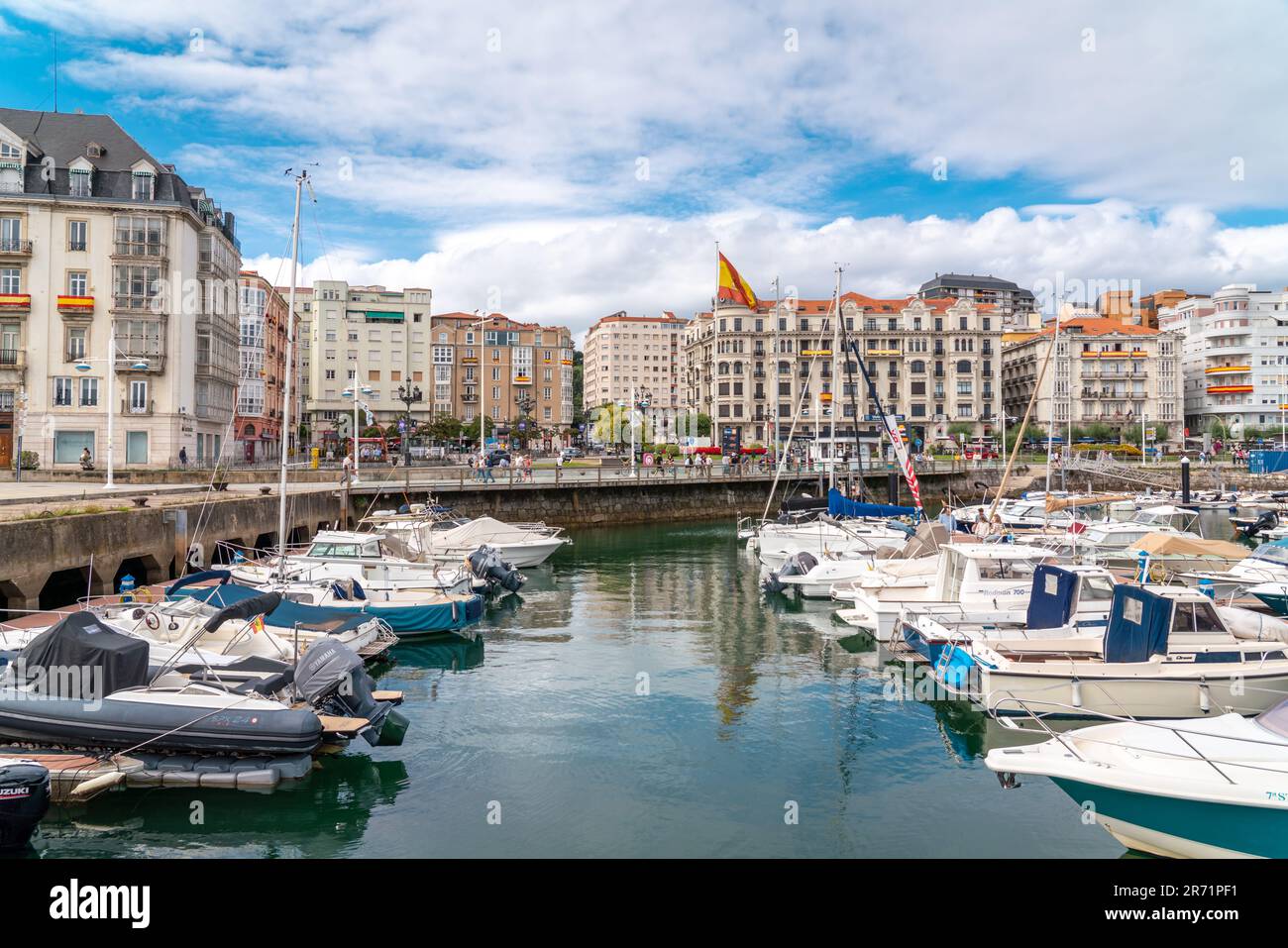 Beautiful marina of Santander. Boats, yachts docked in the port. Travel ...