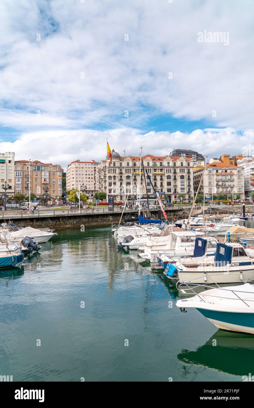 Beautiful marina of Santander. Boats, yachts docked in the port. Travel ...