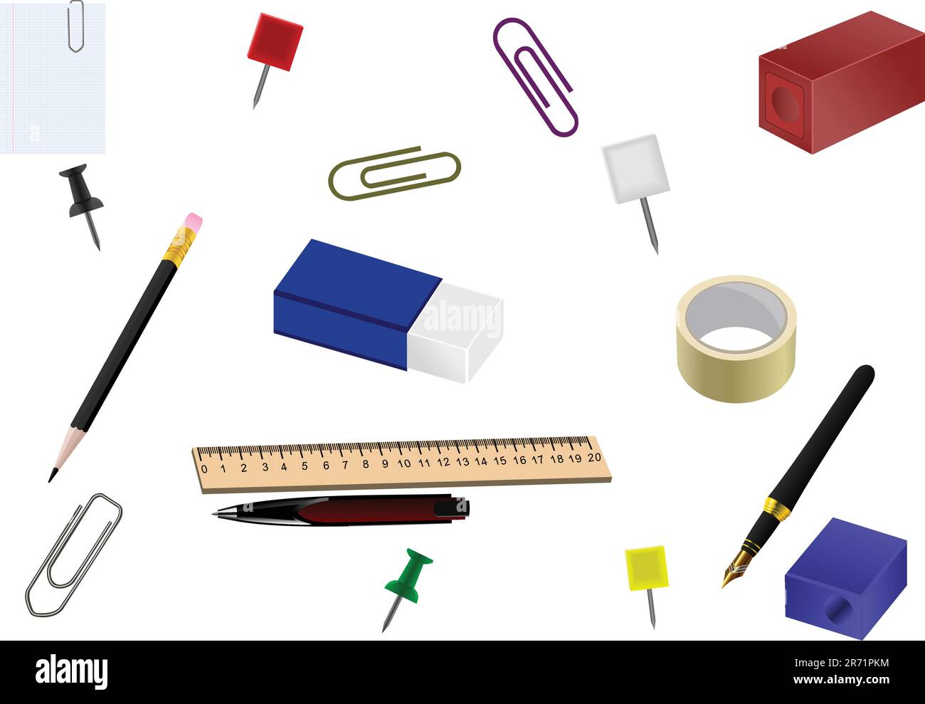 Realistic illustration of set office goods. Vector Stock Vector Image ...