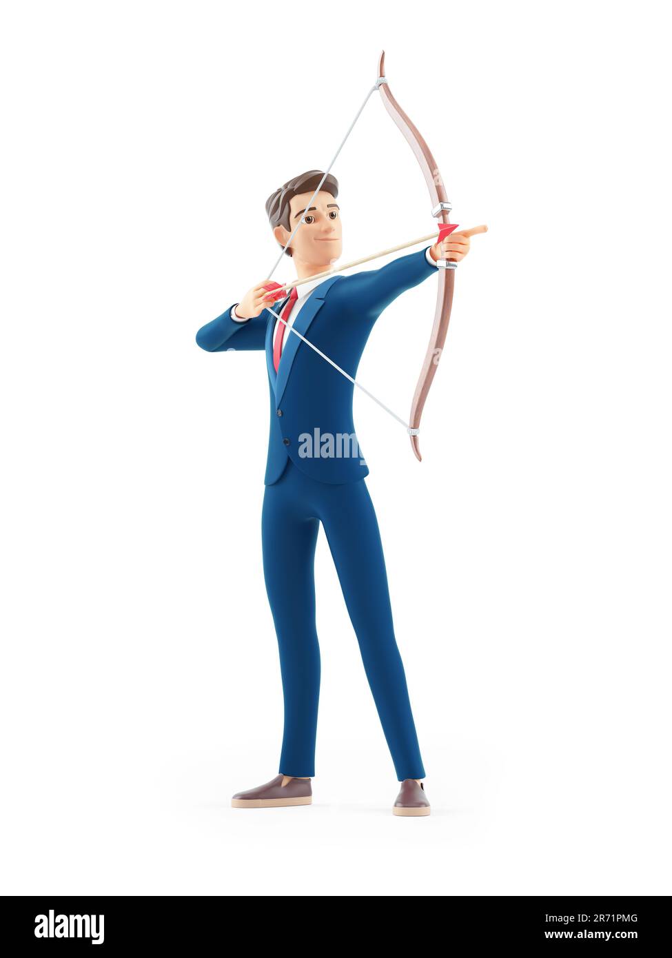 3d cartoon businessman aiming with bow and arrow, illustration isolated ...