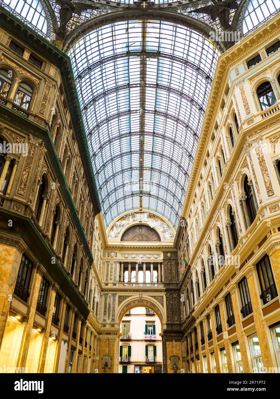 Glass Dome of Galleria Umberto I shopping gallery built between 1887 ...