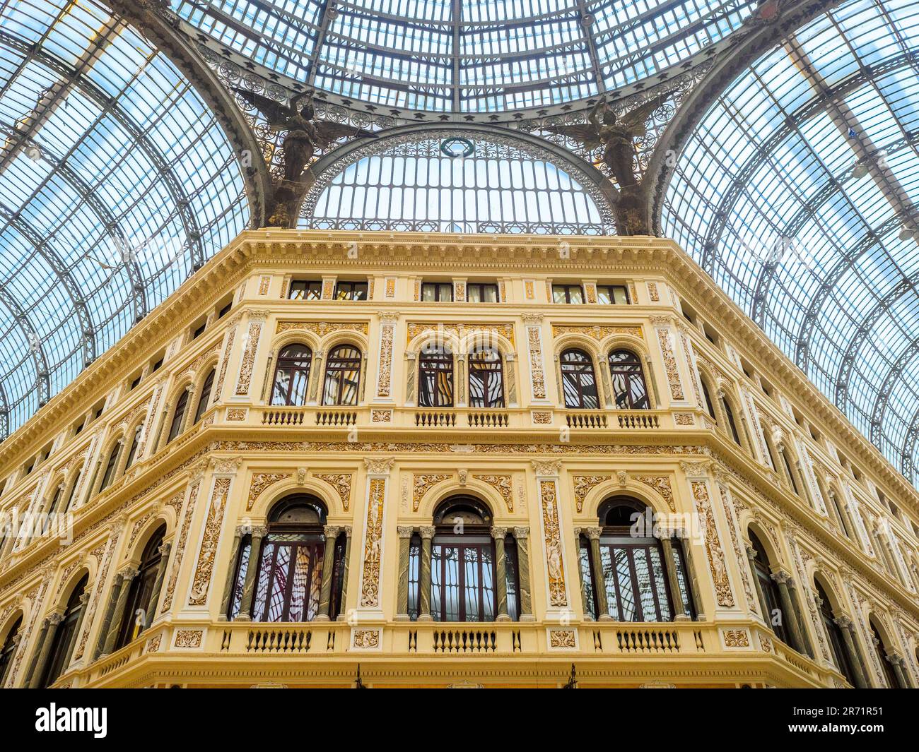 Glass Dome of Galleria Umberto I shopping gallery built between 1887 ...