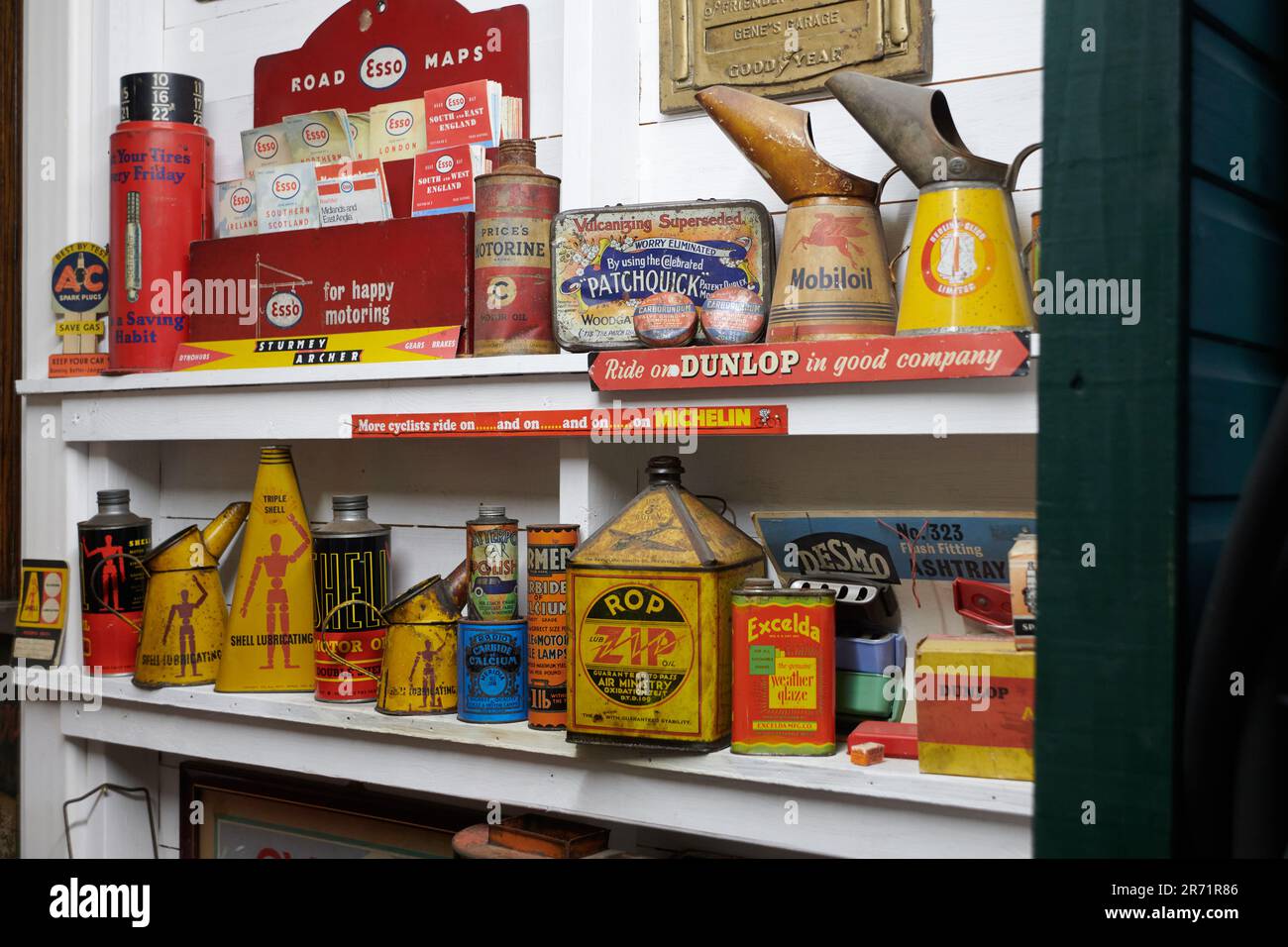 An Old fashioned mechanics workshop garage full of vintage parts for ...