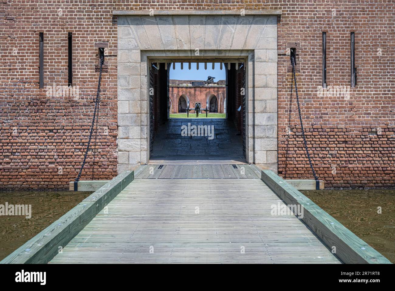Drawbridge entrance to Fort Pulaski on Cockspur Island along the ...