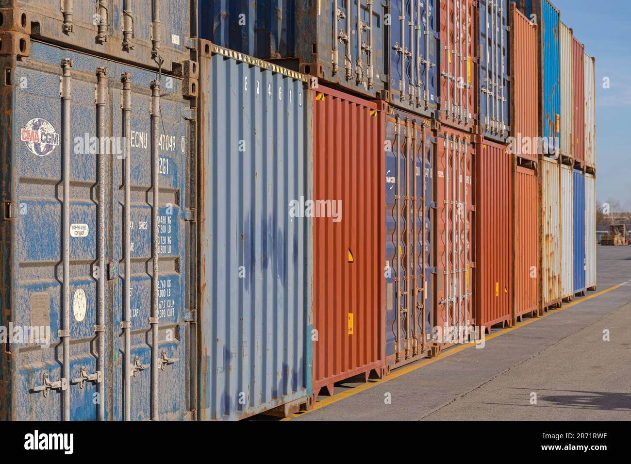 Dobanovci, Serbia - March 3, 2017: Many Shipping Cargo Containers at ...