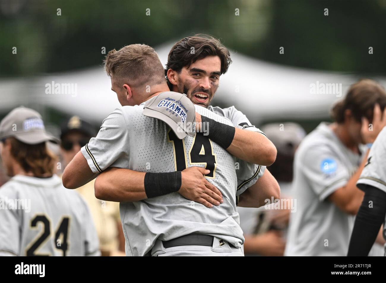 Wake Forest's Lucas Costello and Camden Minacci (14) embrace after ...