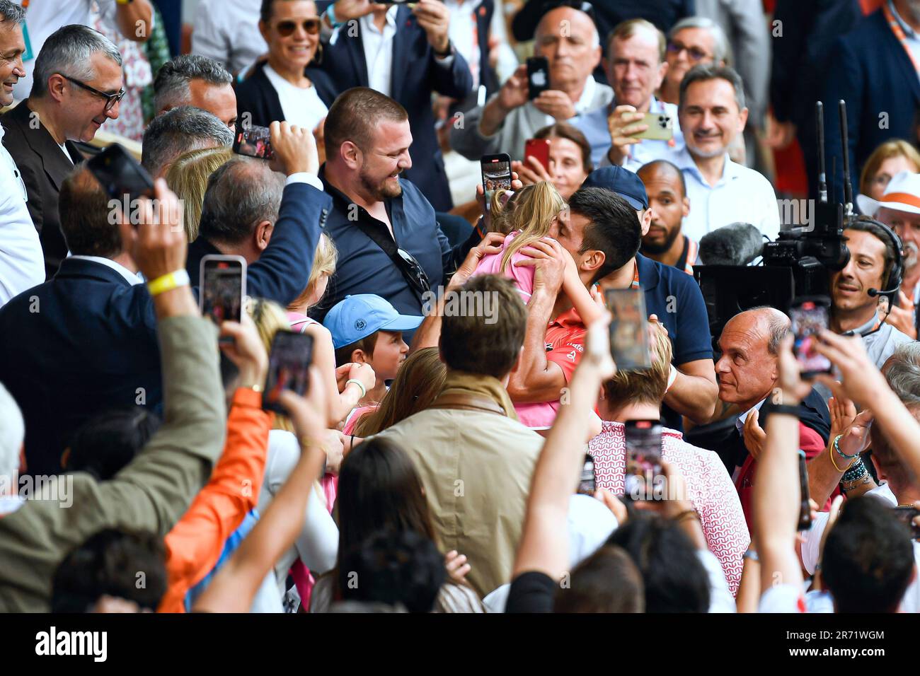 Paris, France. 11th June, 2023. Novak Djokovic and his daughter Tara ...