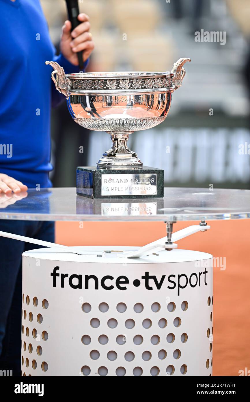 Paris, France. 11th June, 2023. Illustration shows the trophy ("La ...