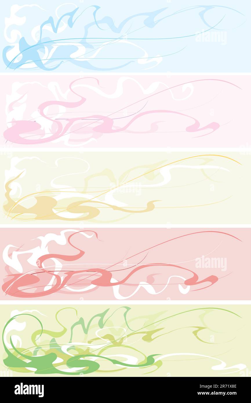 Five abstract banners of different colours with a pattern Stock Vector ...