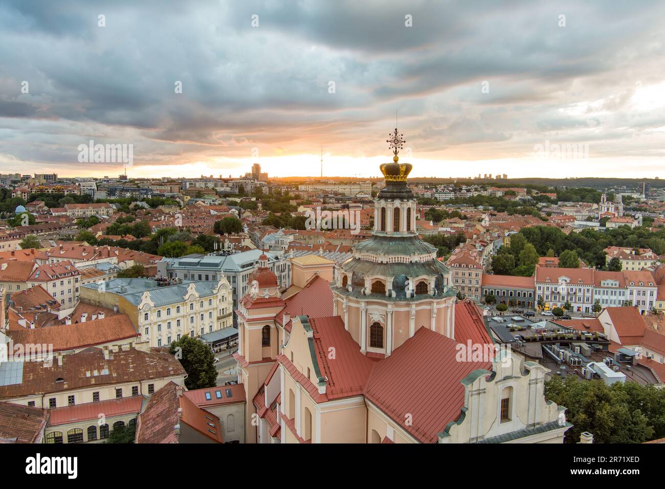 Aerial view of Vilnius Old Town, one of the largest surviving medieval ...