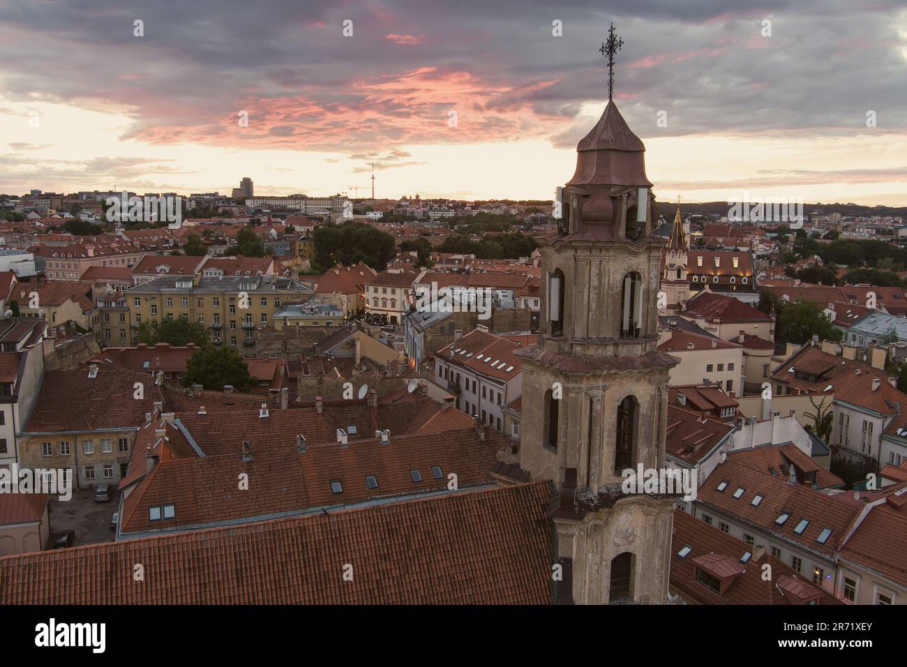 Aerial view of Vilnius Old Town, one of the largest surviving medieval ...