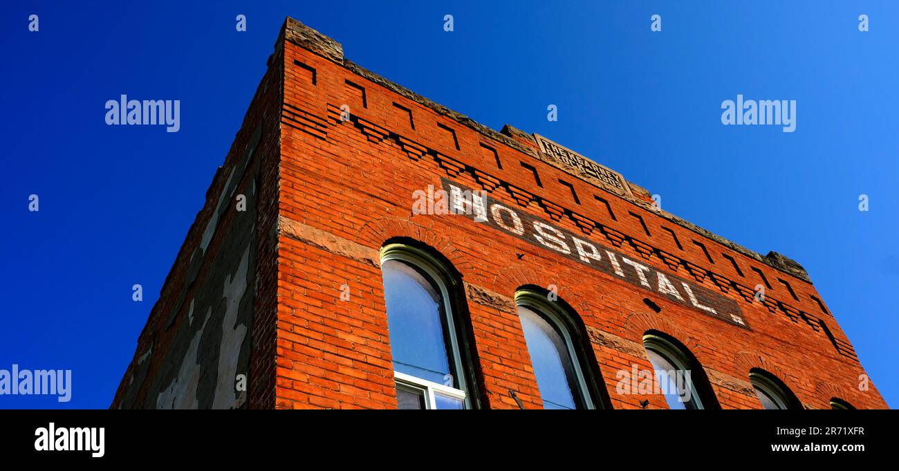 Old abandoned hospital building in a small town no longer used Stock ...