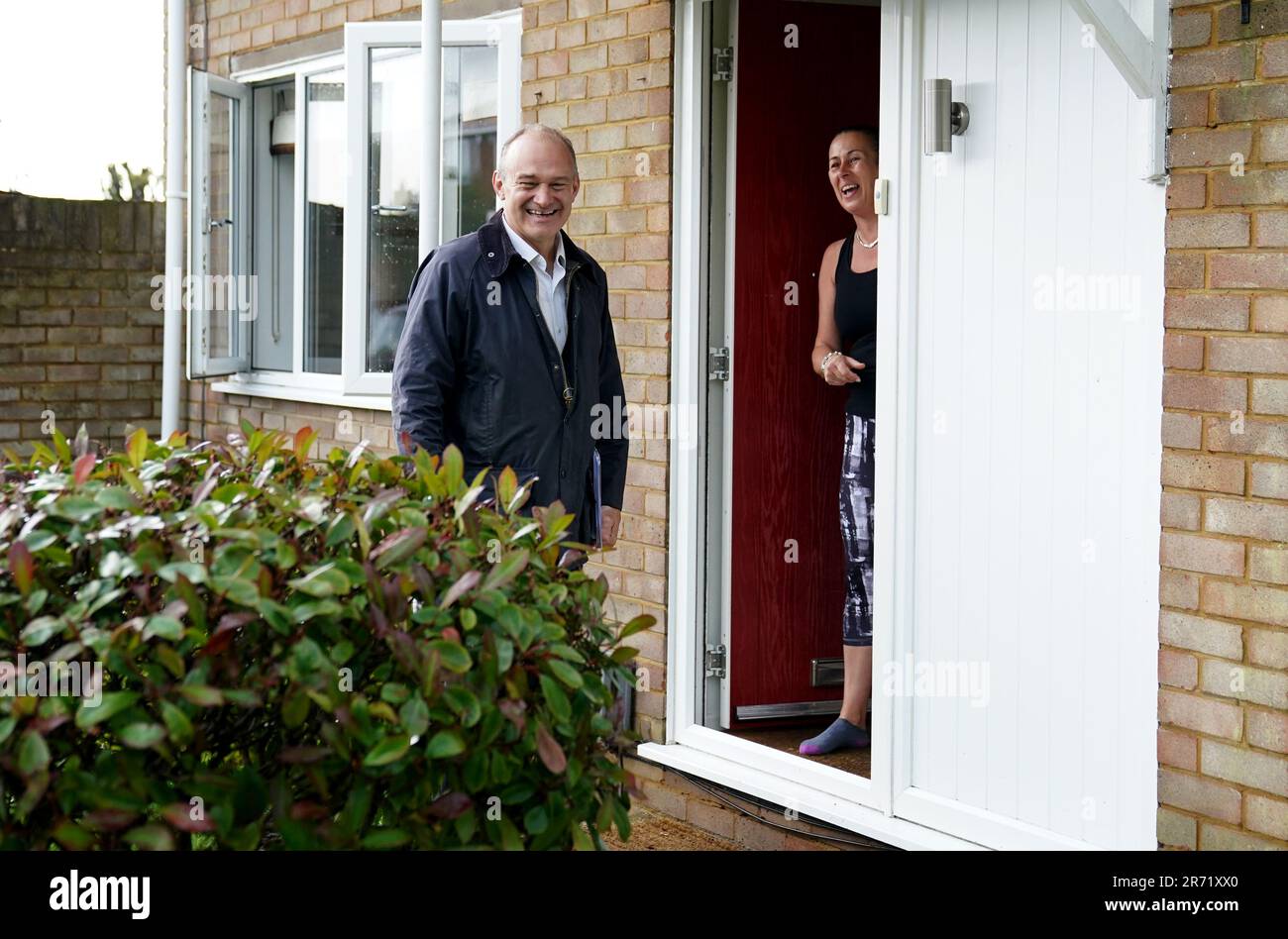 Liberal Democrat leader Sir Ed Davey, canvassing in town of Ampthill ...