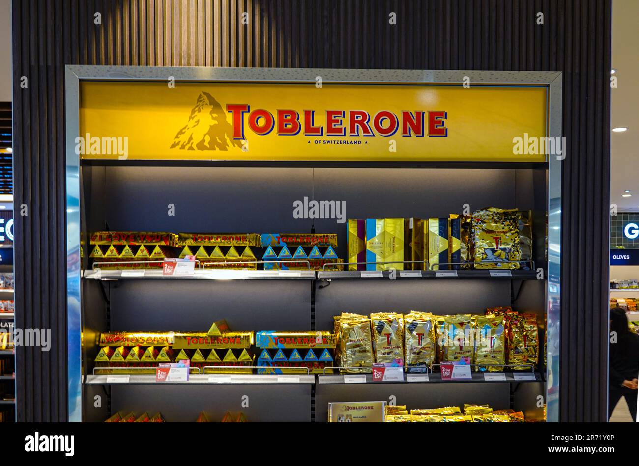 Toblerone chocolate bars at Kos airport, on the Greek Island of Kos, in ...