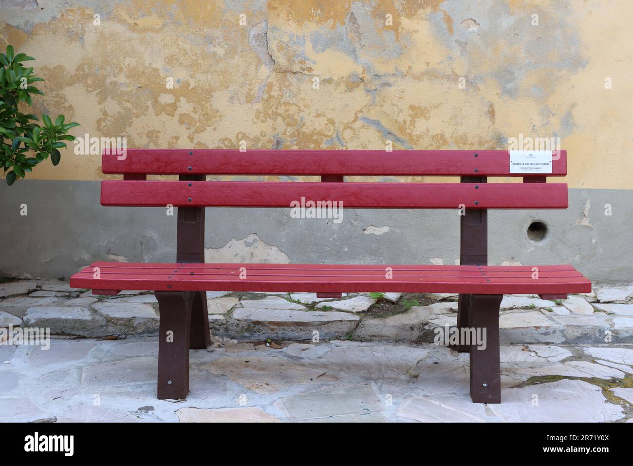 A red bench Stock Photo - Alamy