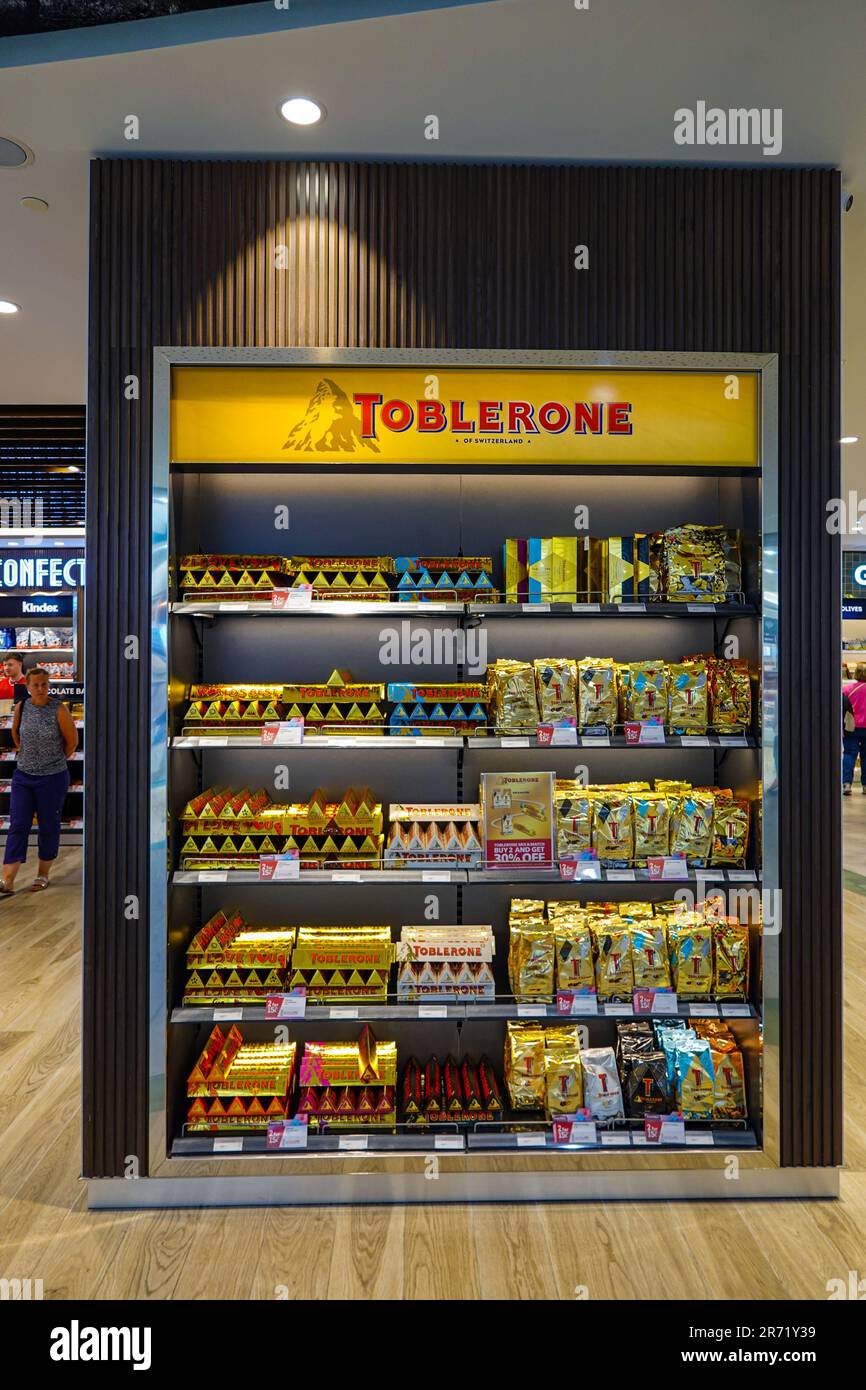 Toblerone chocolate bars at Kos airport, on the Greek Island of Kos, in ...