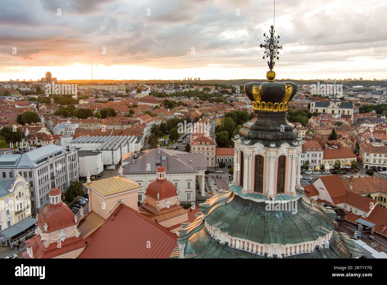 Aerial view of Vilnius Old Town, one of the largest surviving medieval ...