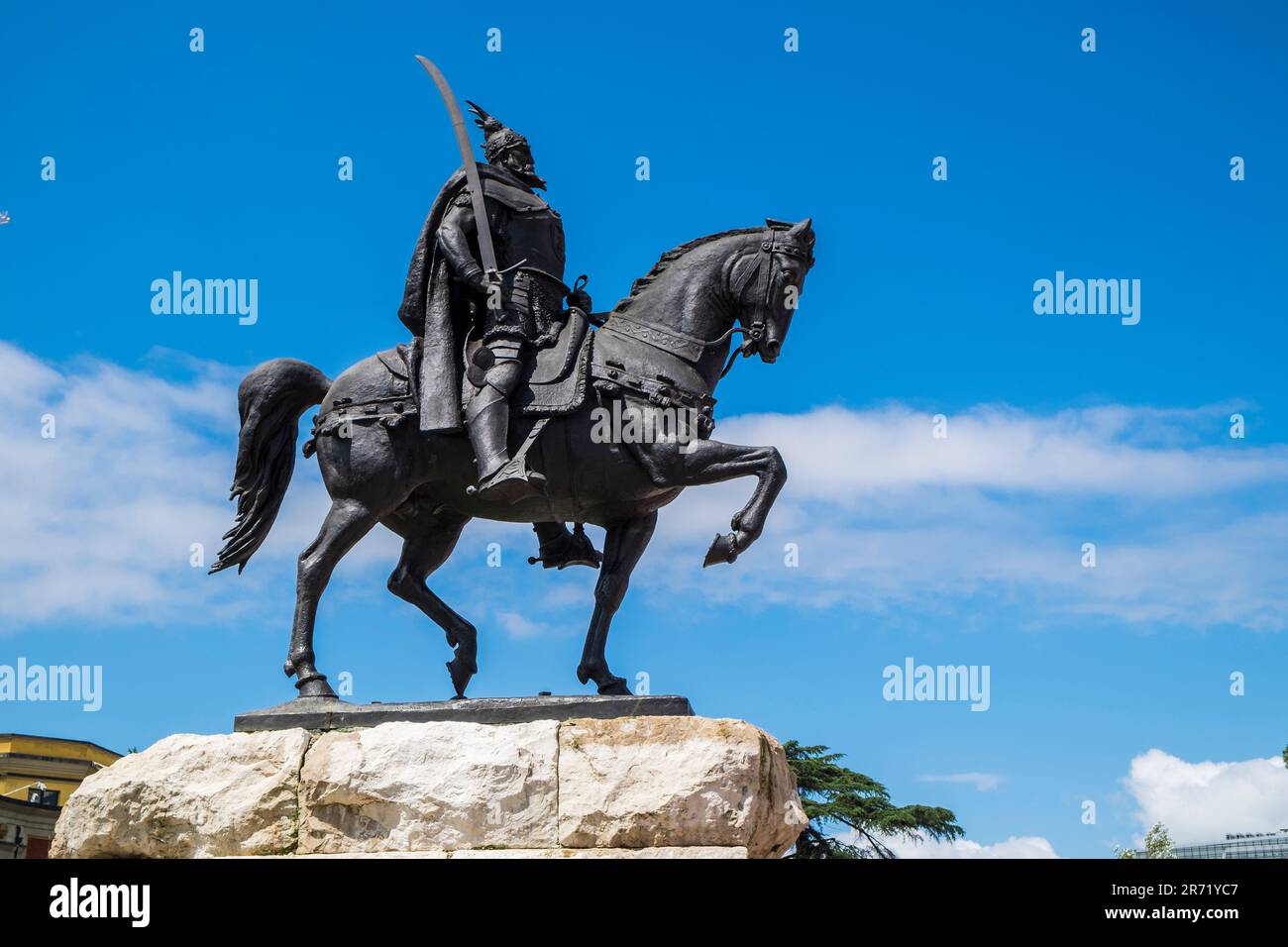 Albania. Tirana. Skanderberg main square. statue of Skanderbeg Stock ...