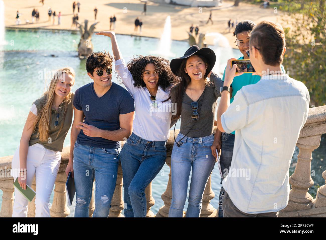 Group happy teenage friends taking hi-res stock photography and images ...
