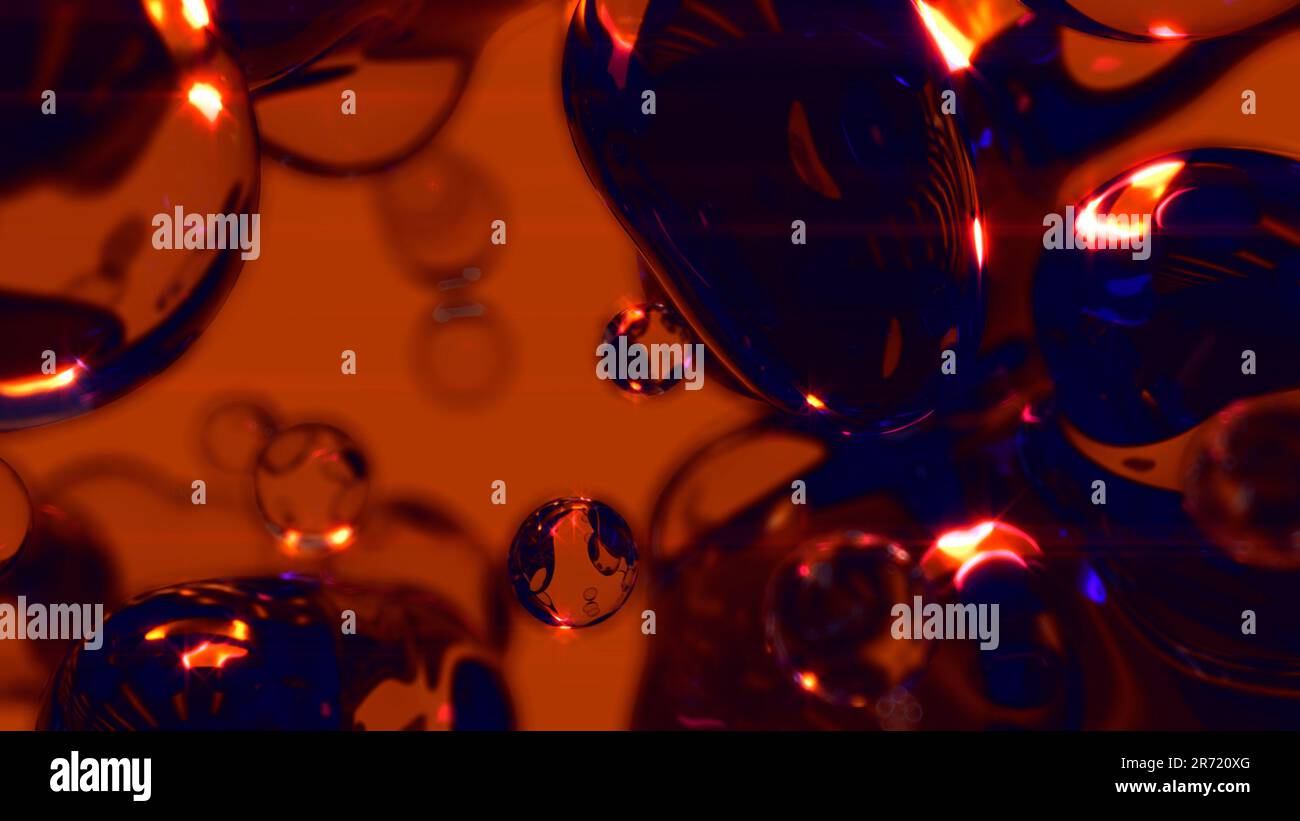 orange lighting translucent film balls on black background - abstract ...