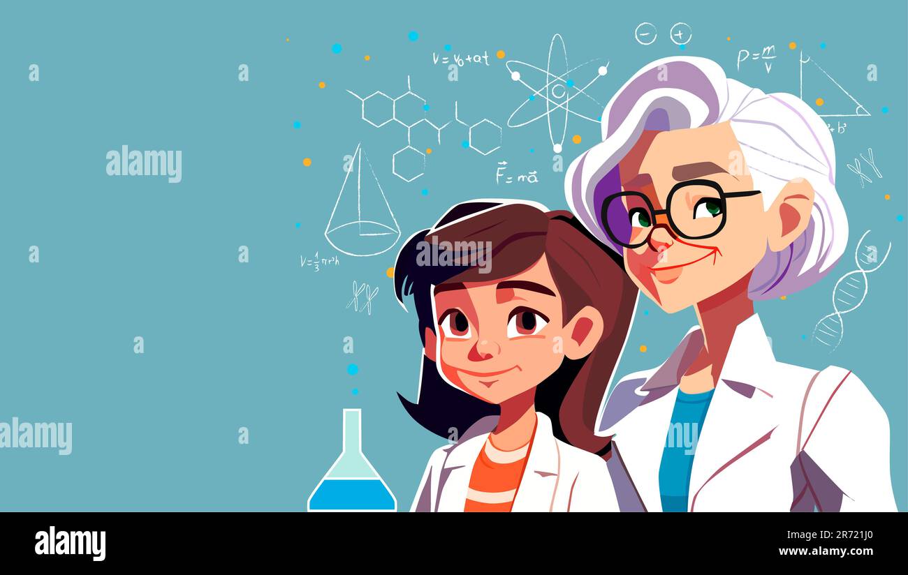 International day of women and girls in science. Vector illustration of ...