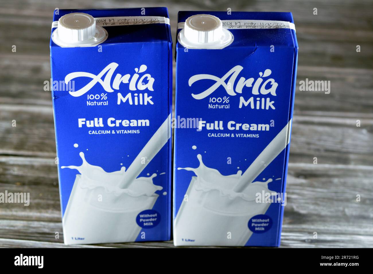 Cairo, Egypt, June 5 2023: Aria full cream fresh cow's milk carton ...