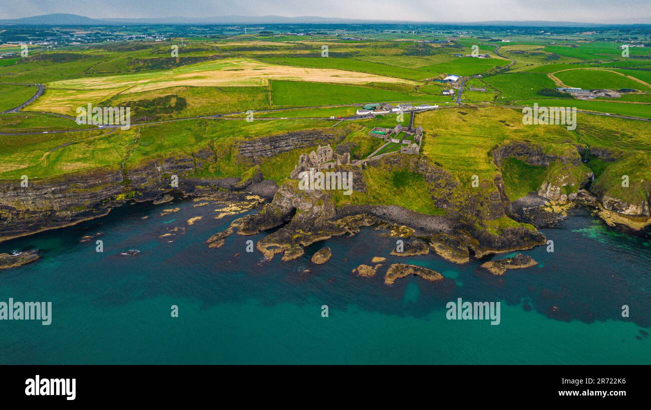 An aerial view of a scenic, green island in Ireland, featuring the ...
