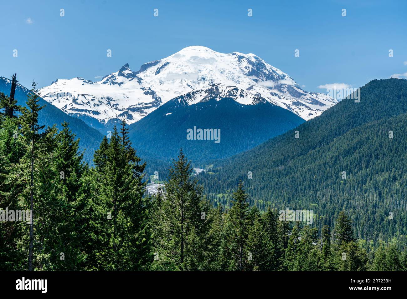 A view of Mount Rainier from highway 410 in Washington State Stock ...