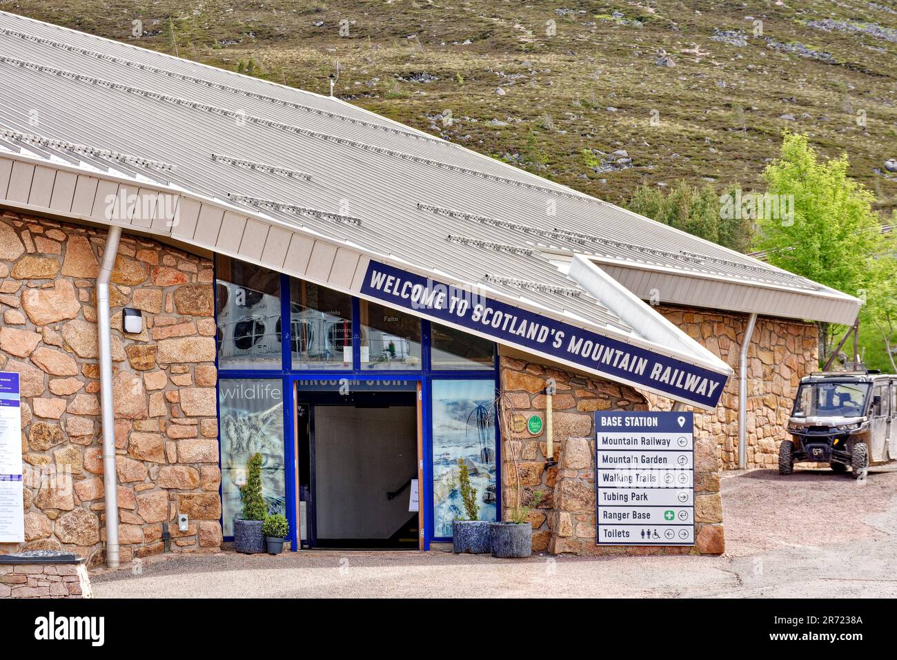 Aviemore Scotland early summer Cairngorm Mountain Base Station and the ...