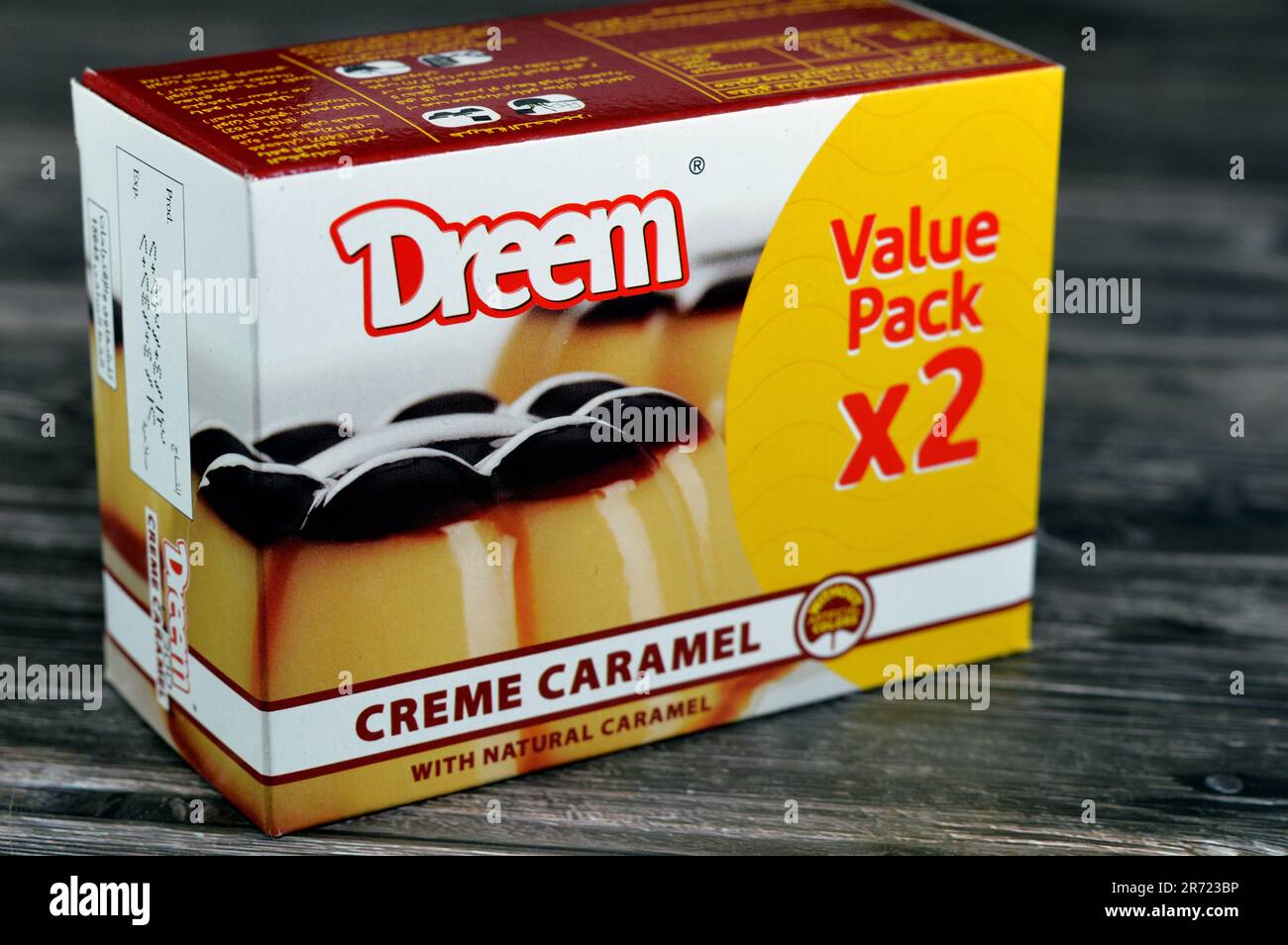 Cairo, Egypt, June 6 2023: Dreem Creme caramel, flan, caramel pudding ...