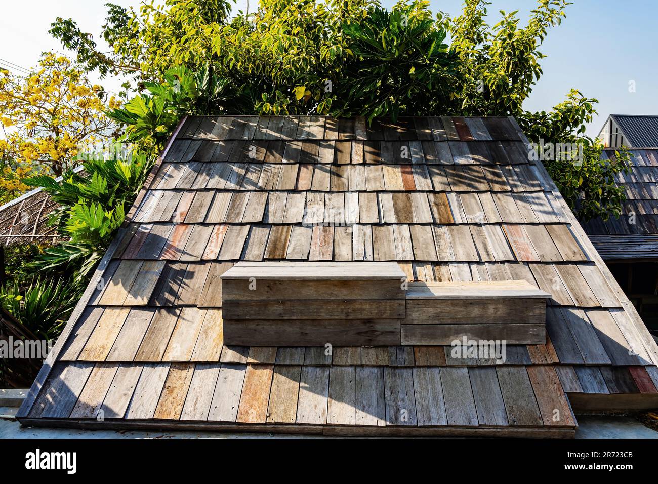 Old wooden roof tiles background. Wood background. Vintage. Wood ...