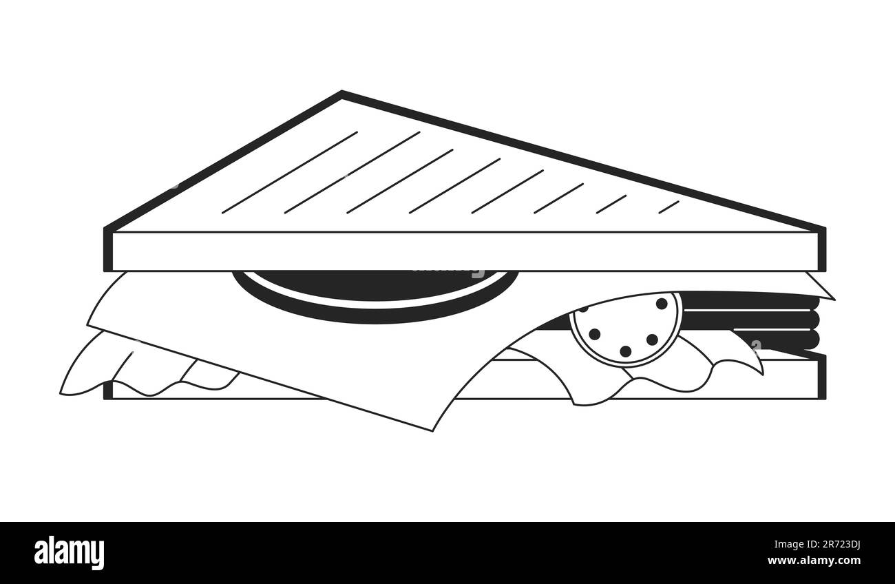 Sandwich ham cheese line art vector cartoon icon Stock Vector Image ...