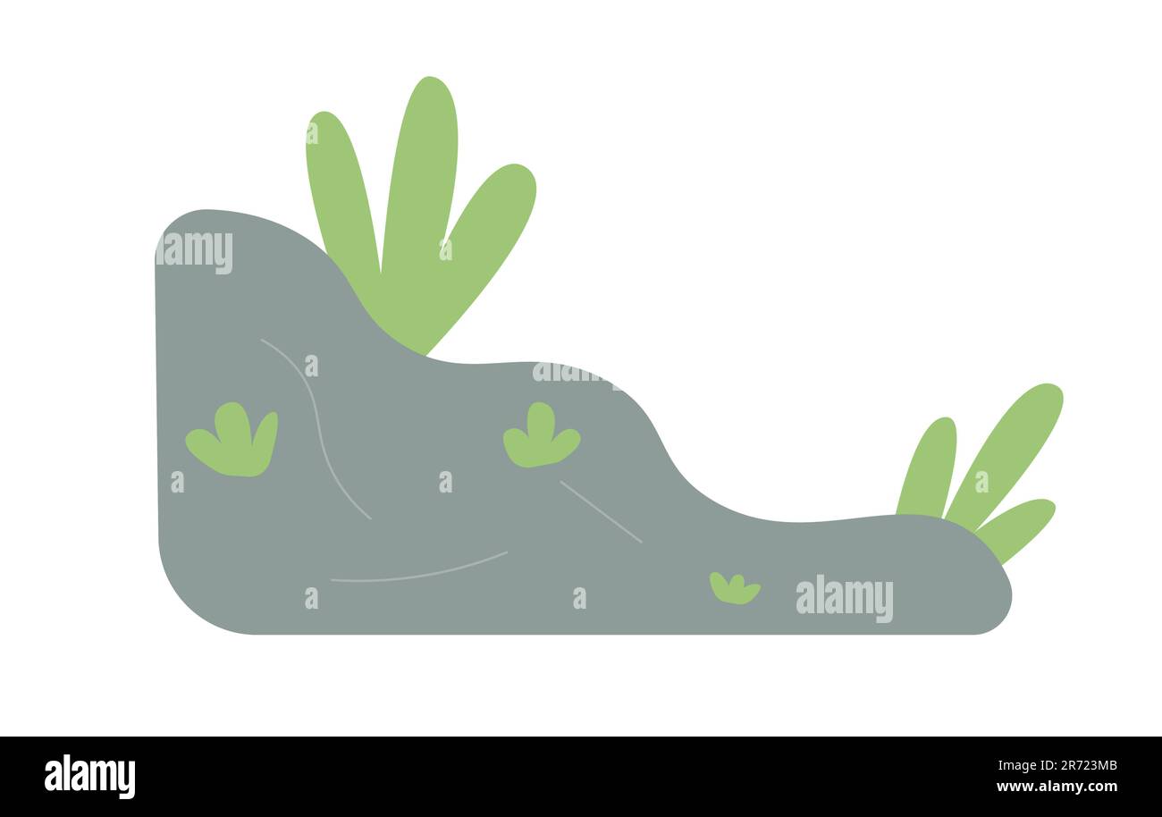 Rock slope with plants semi flat colour vector object Stock Vector ...