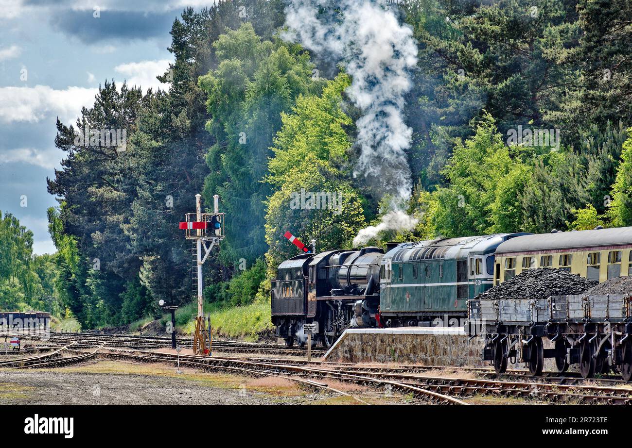 Strathspey Steam Railway Scotland early summer the steam train LMS 5025 ...